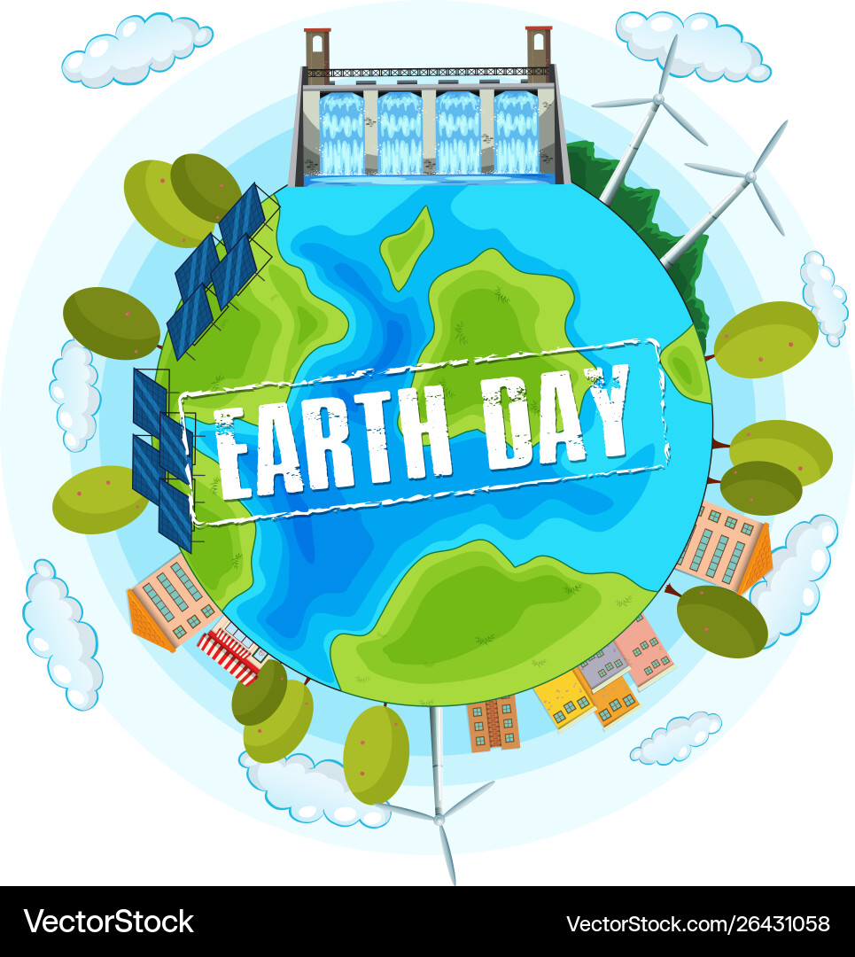 Clean energy earth day poster Royalty Free Vector Image