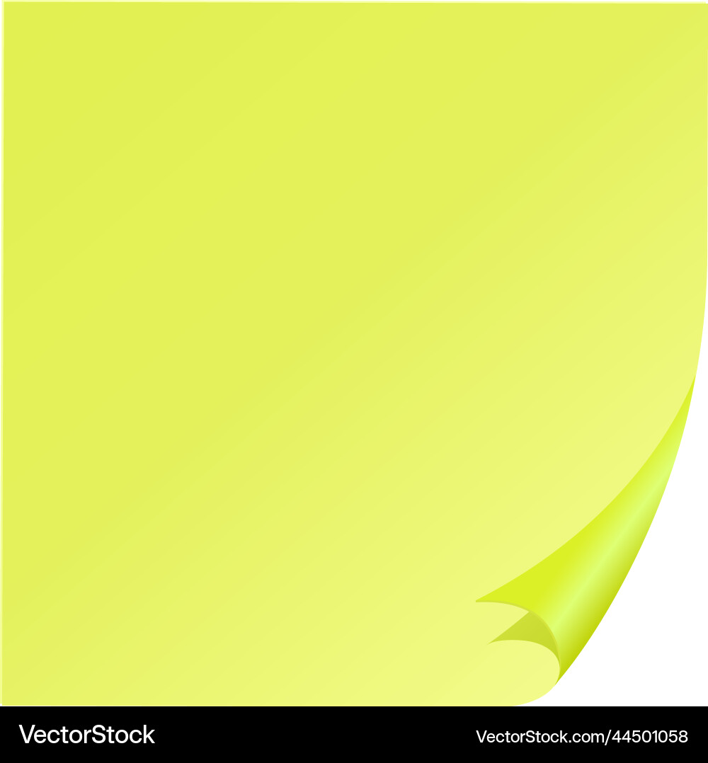 Color paper square note template with curled Vector Image