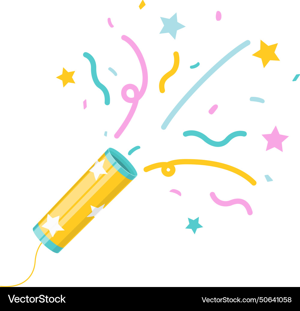 Exploding party popper symbol isolated on white Vector Image