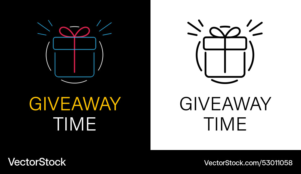 Giveaway present box icons in linear style Vector Image