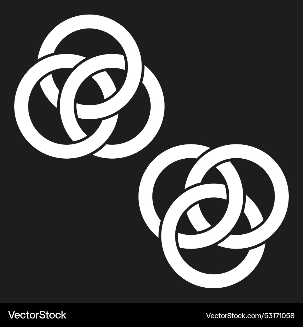 Interlocking rings pattern white on black Vector Image