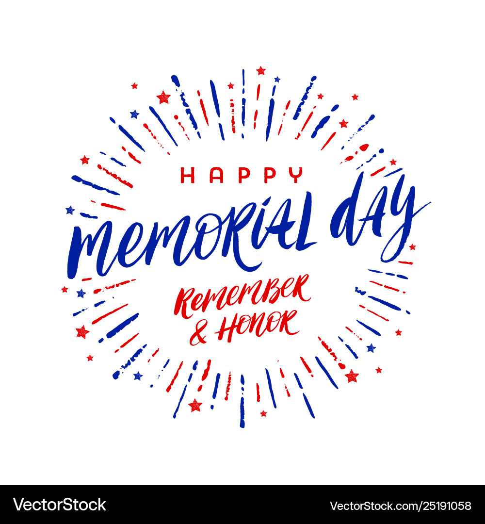 Memorial day handwritten lettering Royalty Free Vector Image