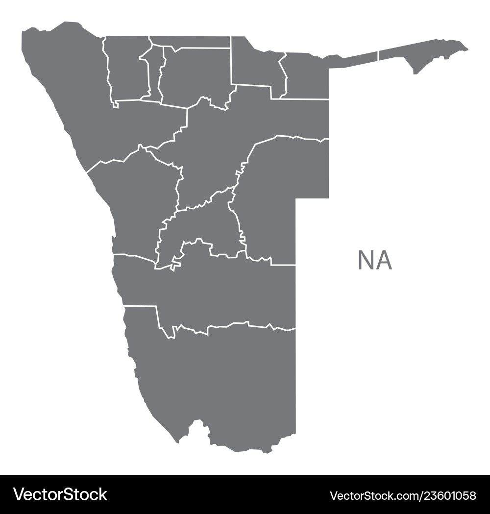 Namibia regions map grey Royalty Free Vector Image
