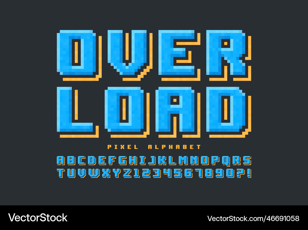 Pixel alphabet design stylized like in 8 Vector Image