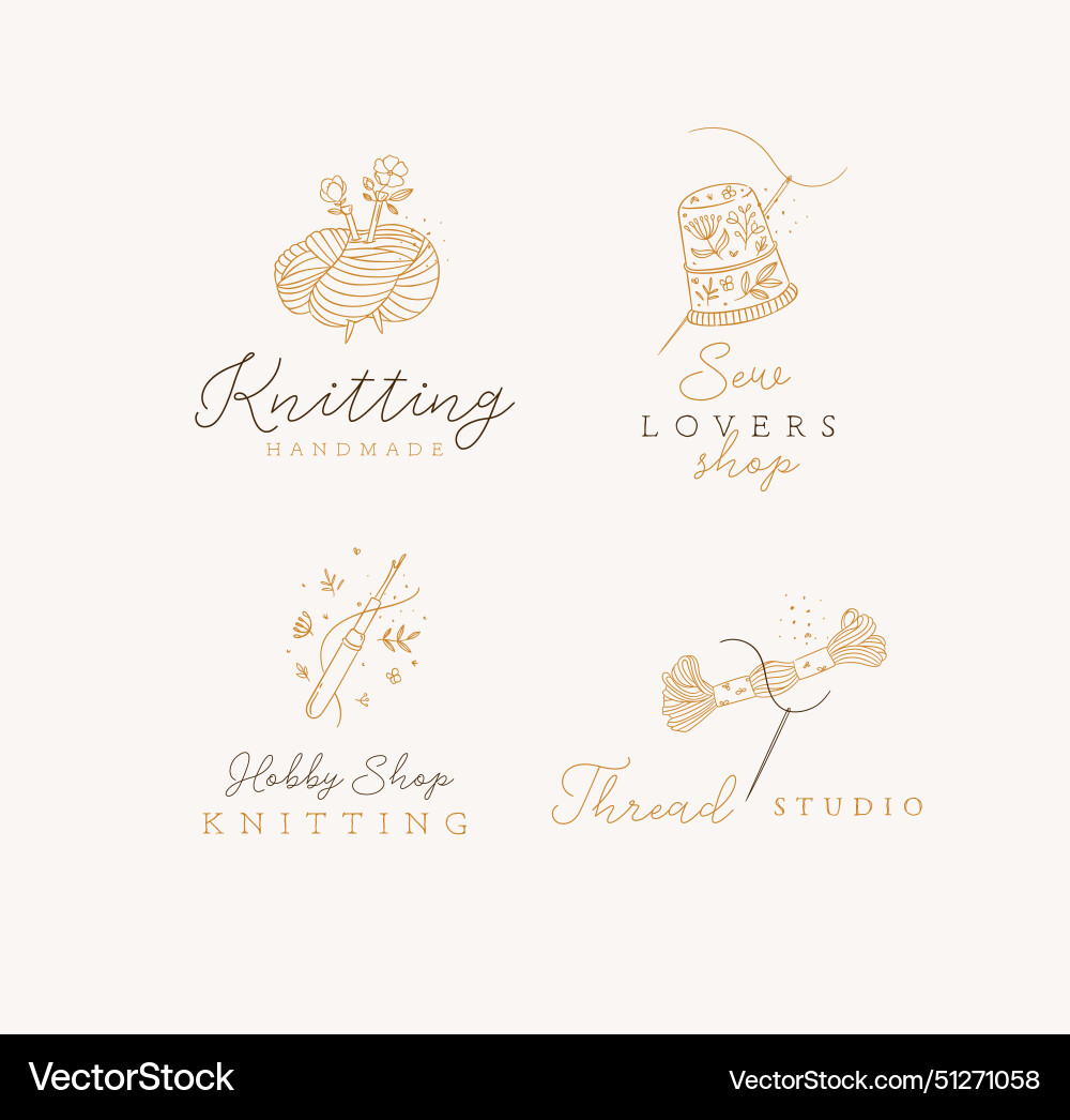 Sewing elements with lettering beige Royalty Free Vector