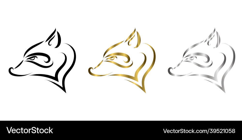 Three color black gold and silver line art Vector Image