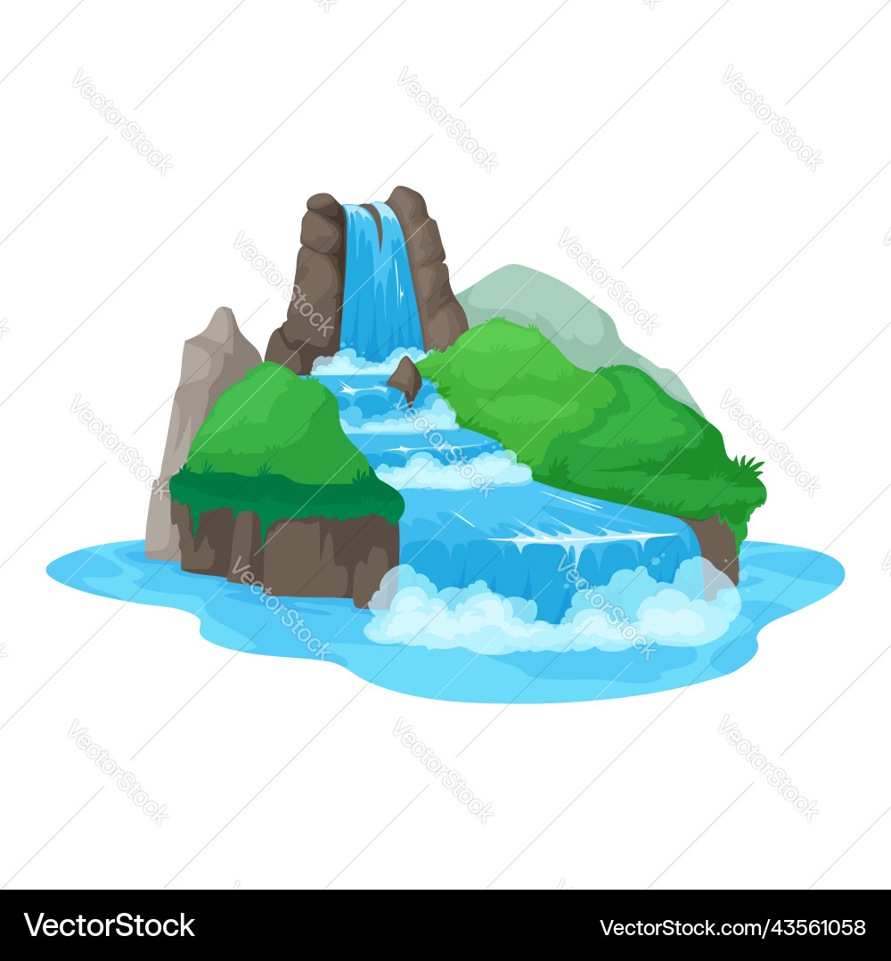 Tropical cascade waterfall water stream landscape Vector Image
