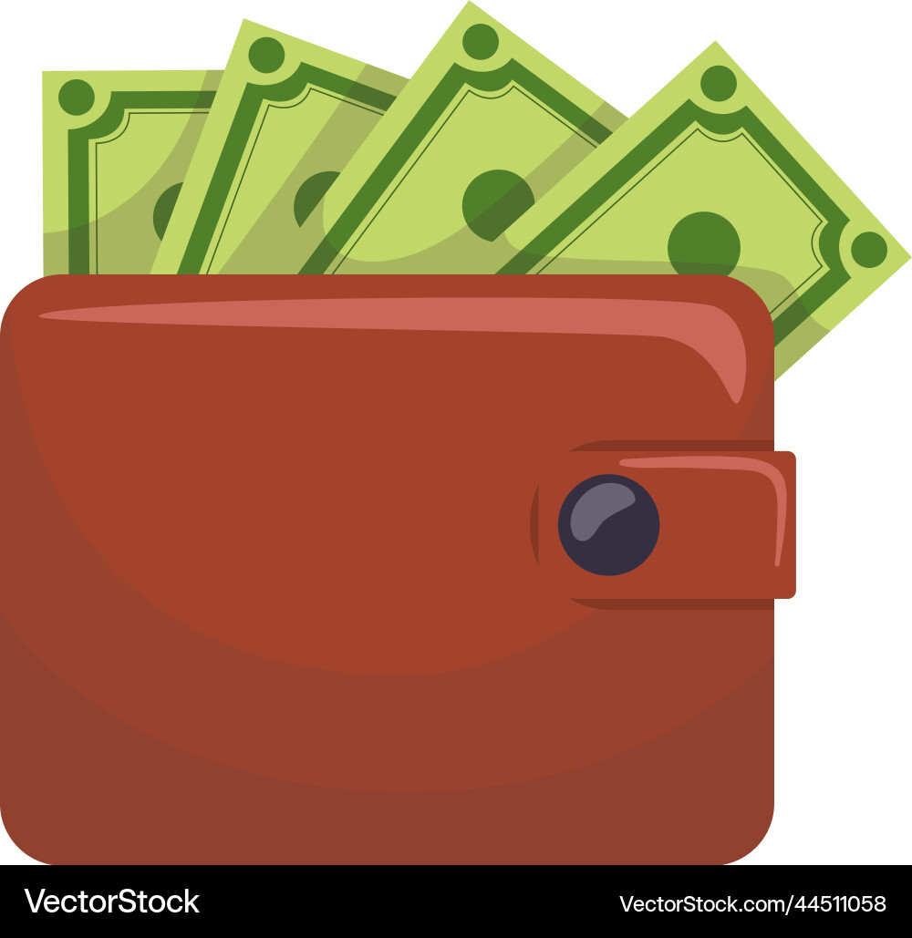 Wallet cash cartoon Royalty Free Vector Image - VectorStock
