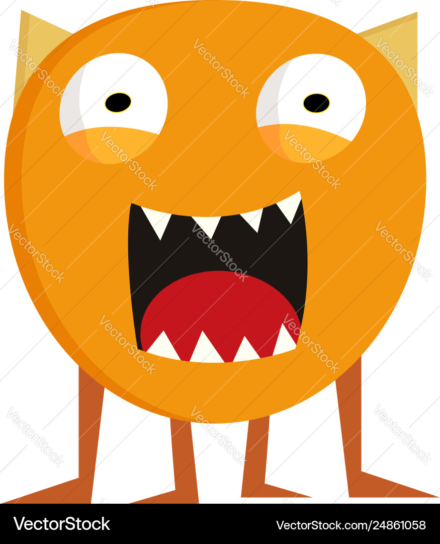 Yellow monster with open mouth showing teeth Vector Image