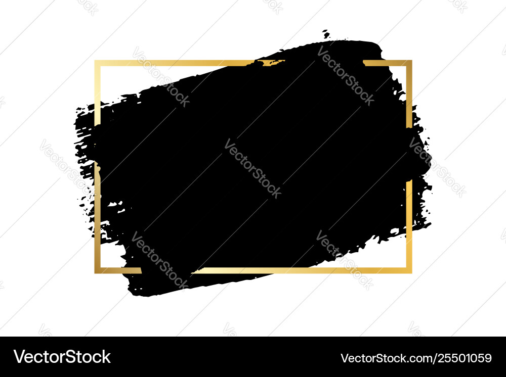 Brush stroke gold text box isolated white Vector Image