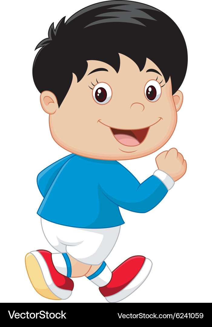 Cartoon little kid running Royalty Free Vector Image