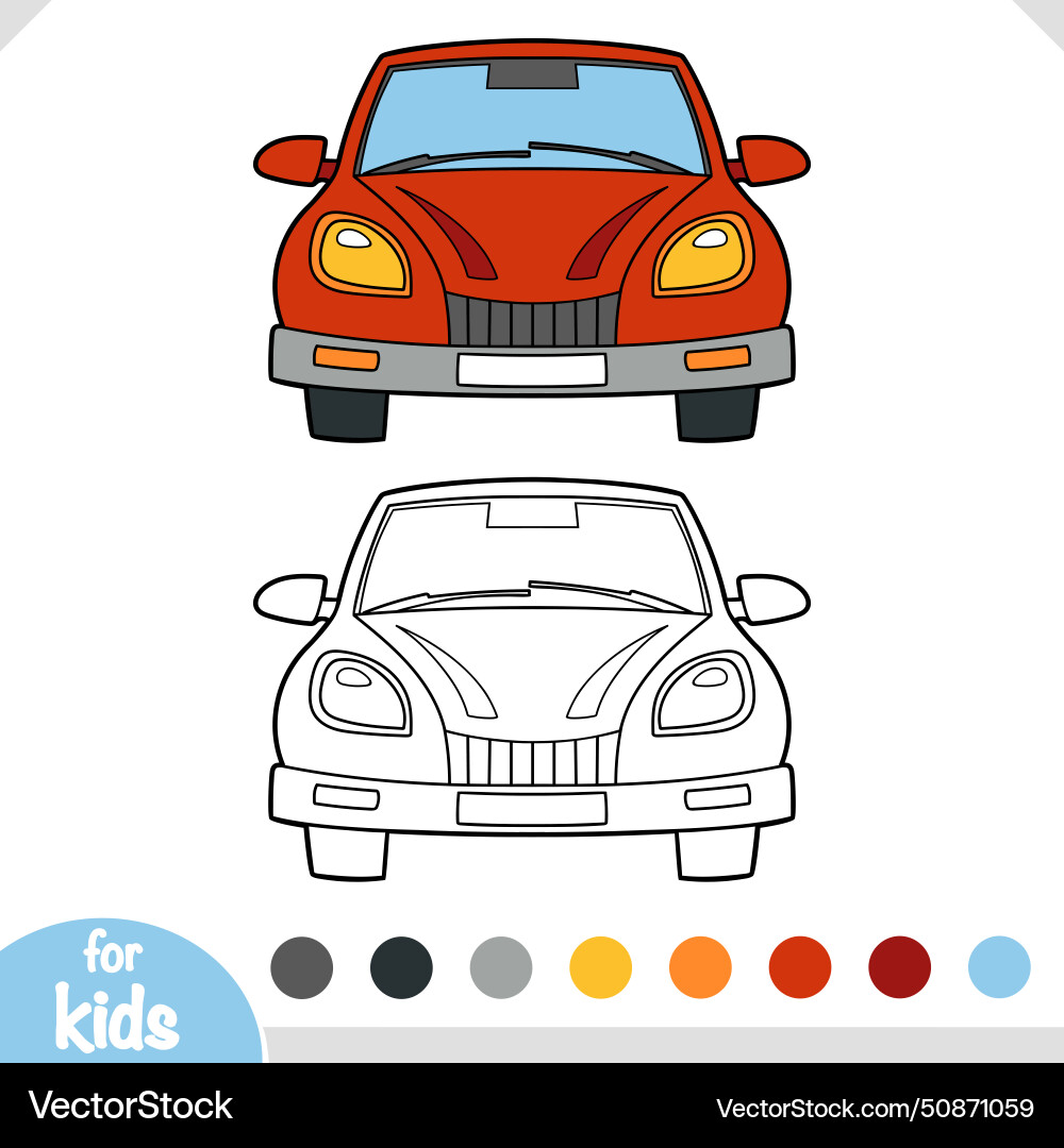Coloring book for kids car Royalty Free Vector Image
