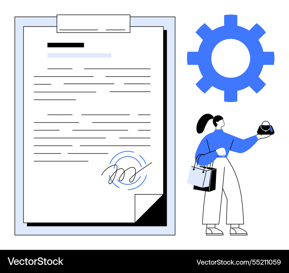 Digital document signing process with signature Vector Image