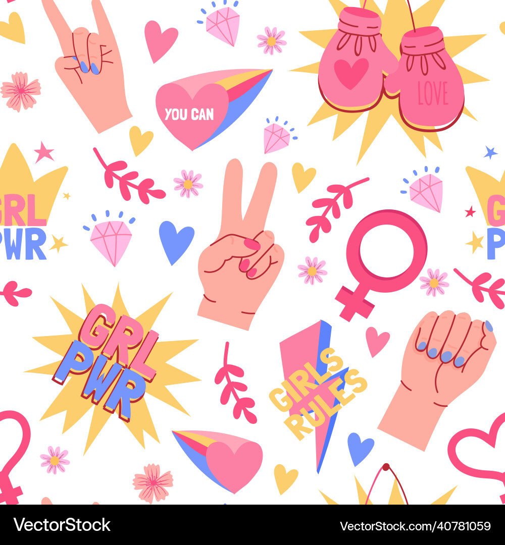 Feminist seamless pattern with female hands fists Vector Image