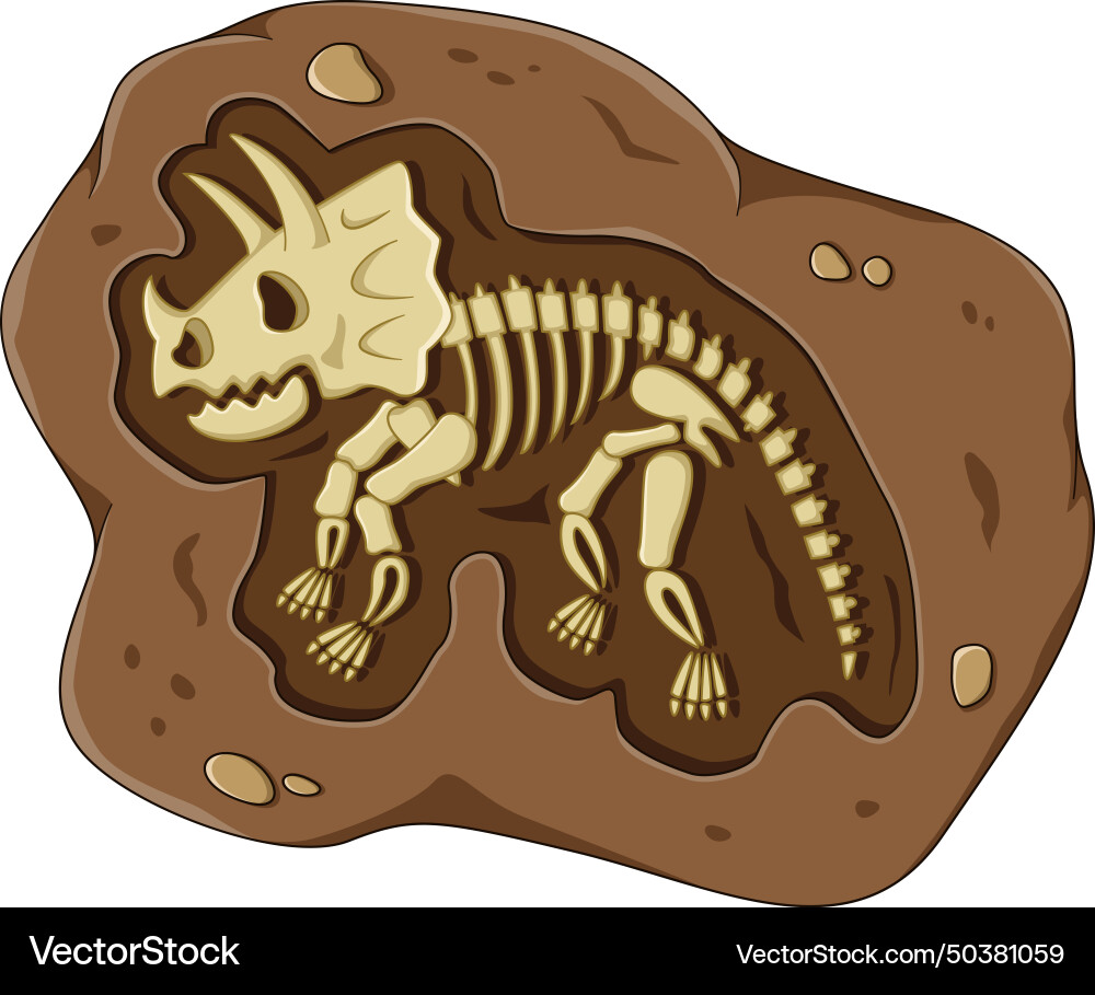 Fossil dinosaur skeleton in brown mud – Royalty-Free Vector | VectorStock
