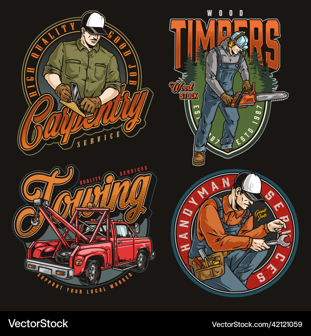 Handyman & Repair Service Labels Royalty Free Vector