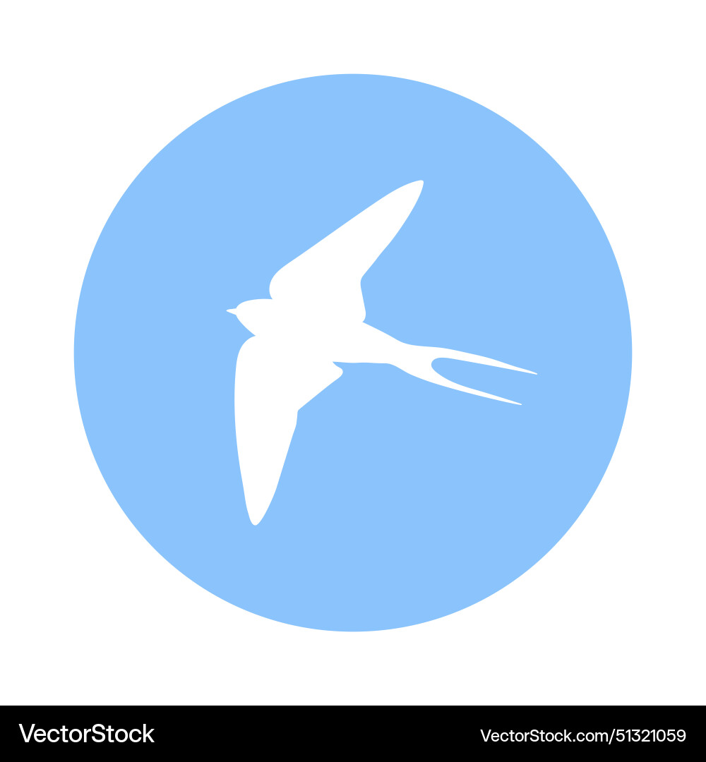 Martin bird silhouette on blue sky Royalty Free Vector Image