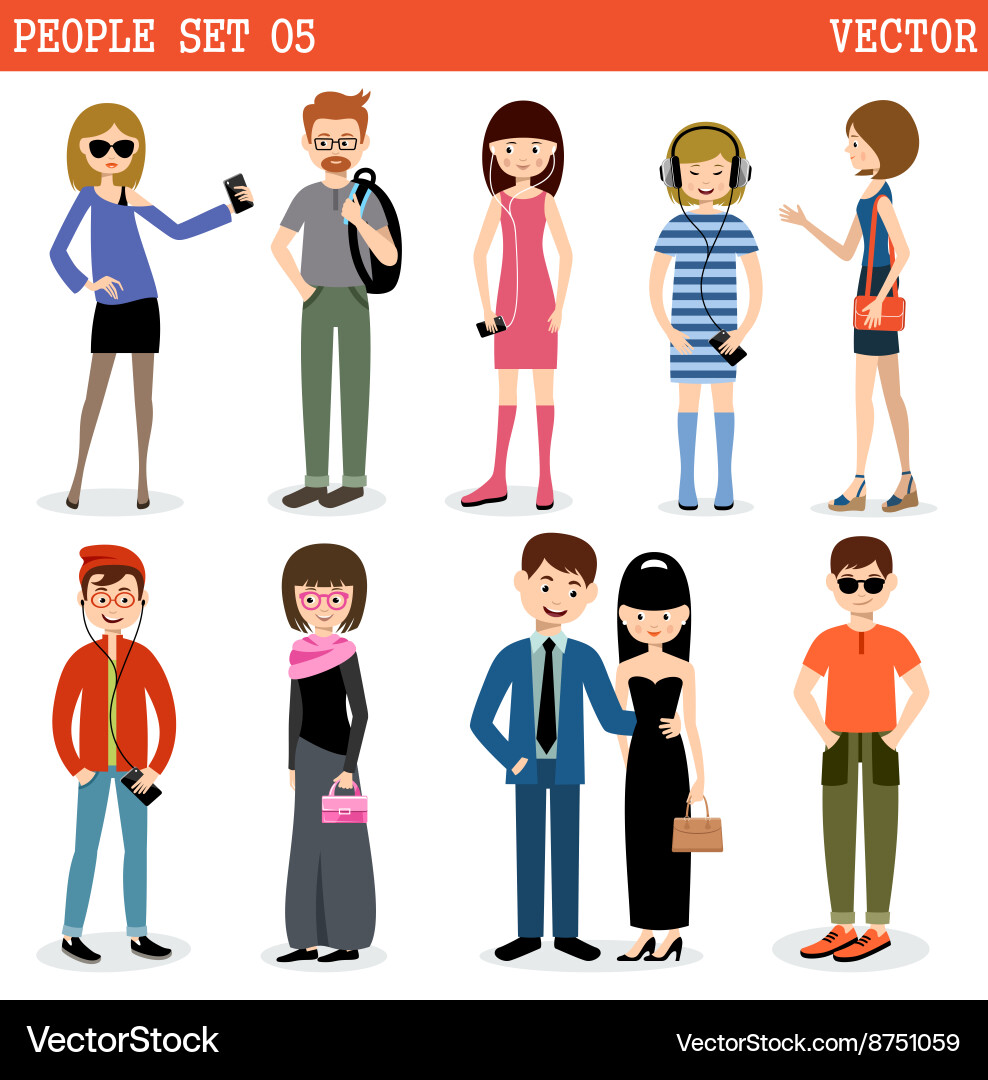 Modern People Set - Urban Style Royalty Free Vector Image