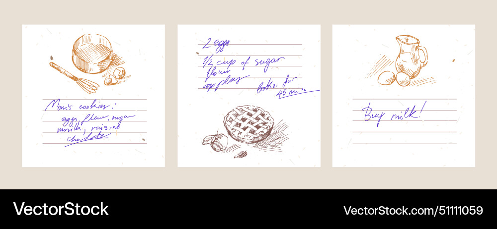 Recipe sheets baking square Royalty Free Vector Image