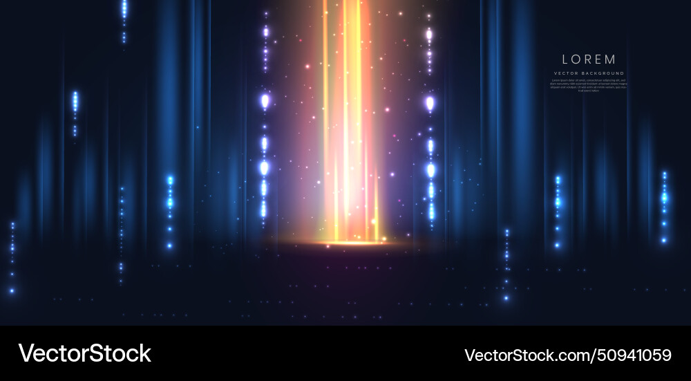 Scene futuristic neon glowing gold light ray Vector Image