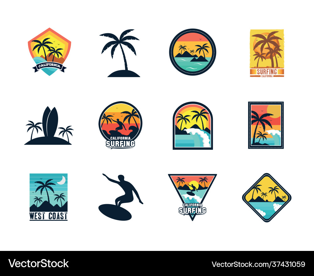 Surf Patches Collection Royalty Free Vector Image