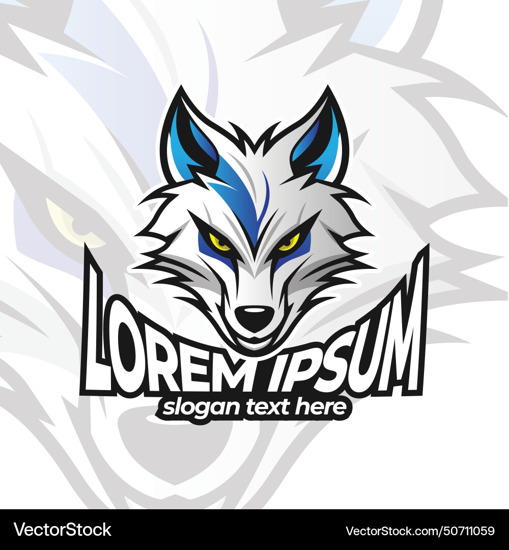 White wolves mascot esport logo design wolf head Vector Image