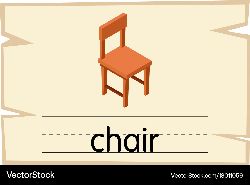 Wordcard template for word chair Royalty Free Vector Image
