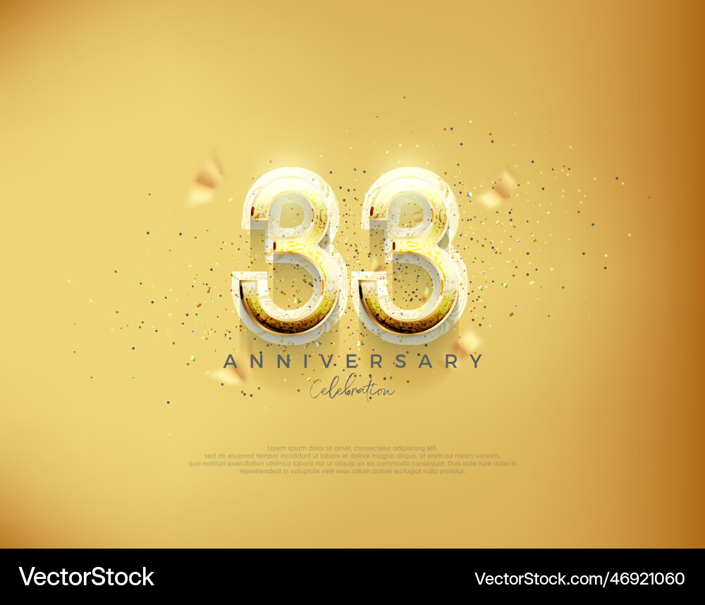 33rd anniversary number luxury gold background Vector Image
