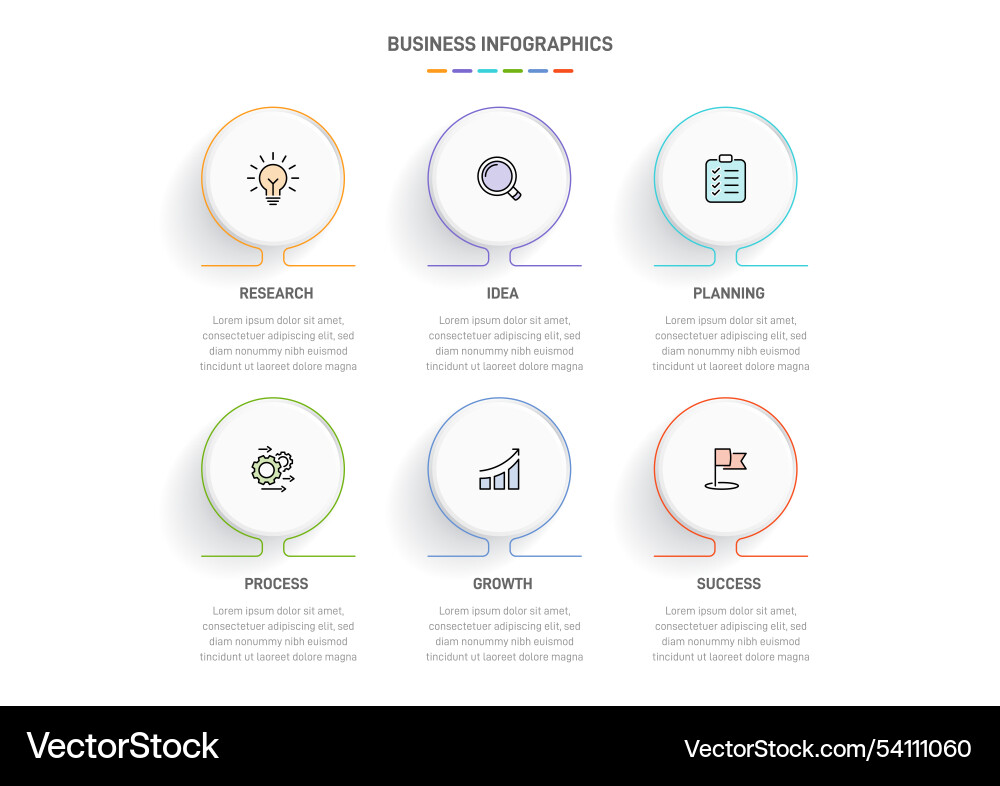 6 clean infographic design shaped elements Vector Image