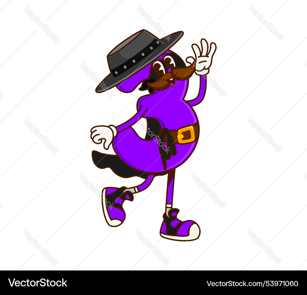 Cartoon groovy math number three cowboy character Vector Image