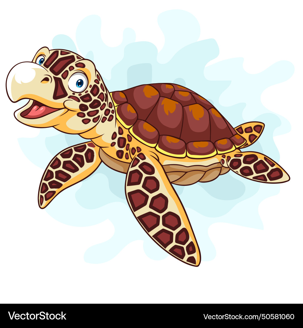 Cartoon sea turtle on white background Royalty Free Vector