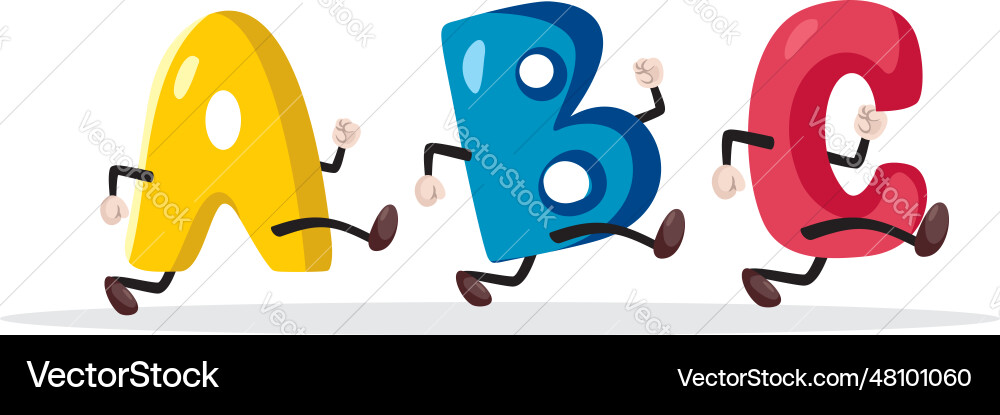 Cheerful ABC Letters Running Royalty Free Vector Image