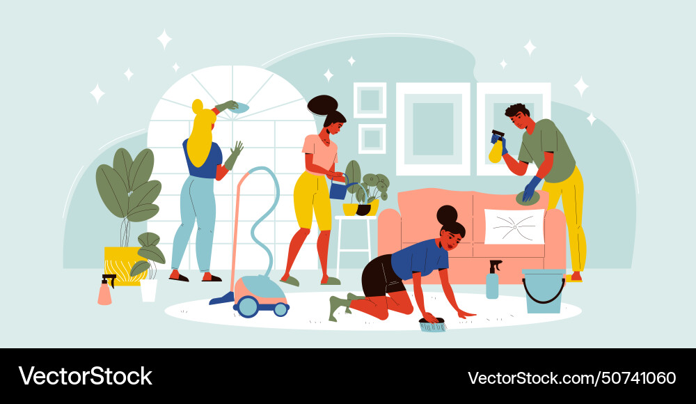 Cleaning up room Royalty Free Vector Image - VectorStock