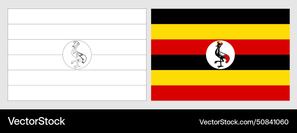 Coloring flag set of uganda Royalty Free Vector Image