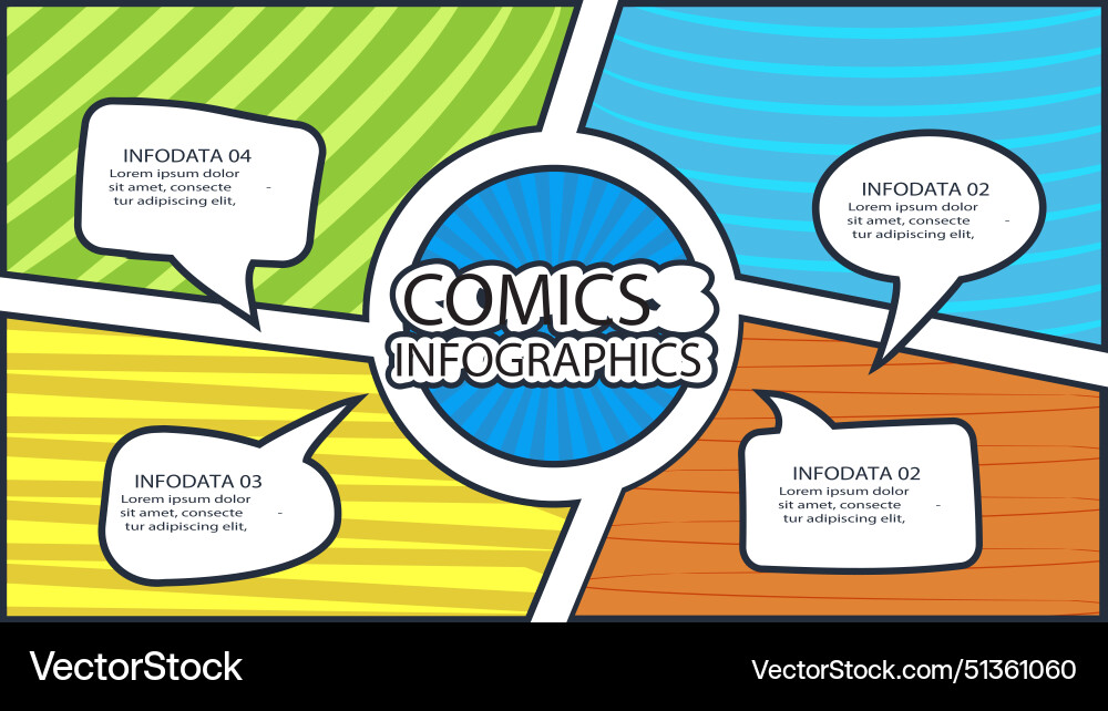 Comics infographic with 4 steps options parts Vector Image