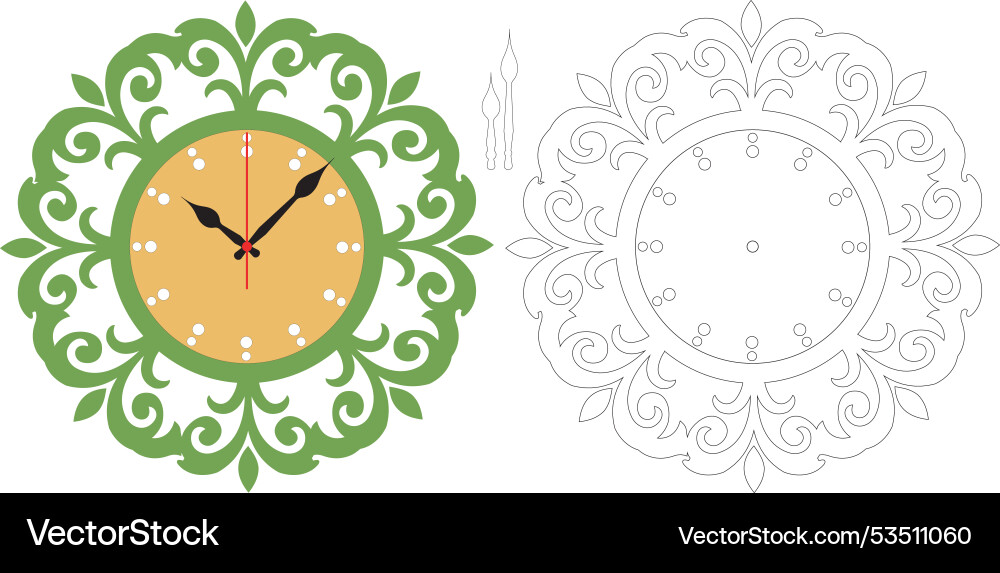 Geometric cnc wall clock design Royalty Free Vector Image