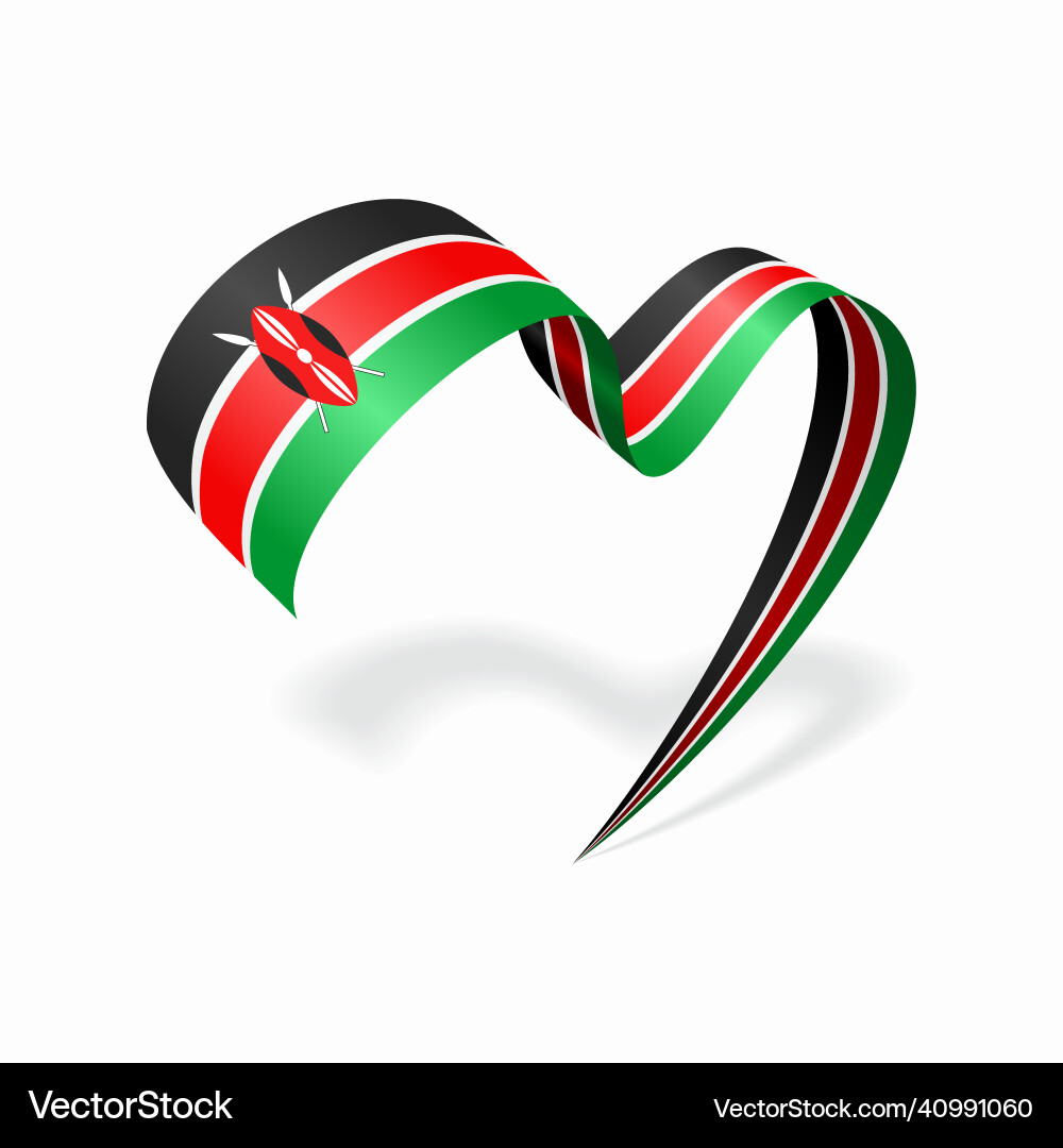 Kenyan flag heart shaped ribbon Royalty Free Vector Image