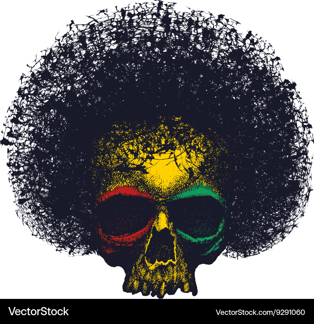 Reggae Skull Tee Graphic Royalty Free Vector Image