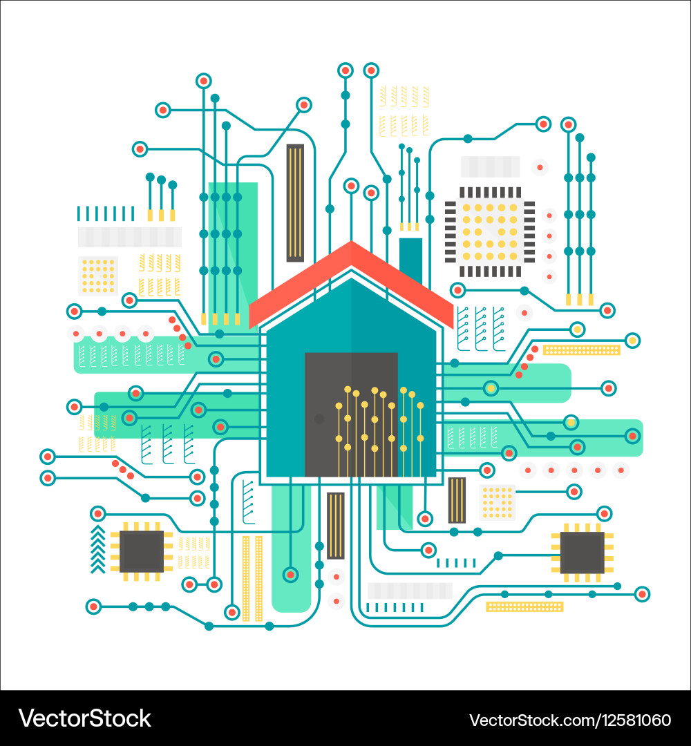 Smart home concept in microchip Royalty Free Vector Image