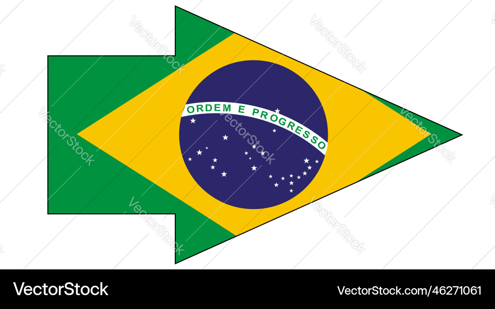 Brazil flag pointer arrow Royalty Free Vector Image
