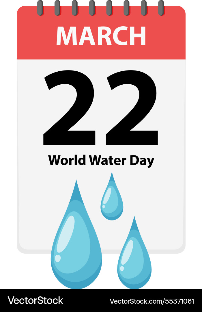 Calendar page highlighting world water day event Vector Image