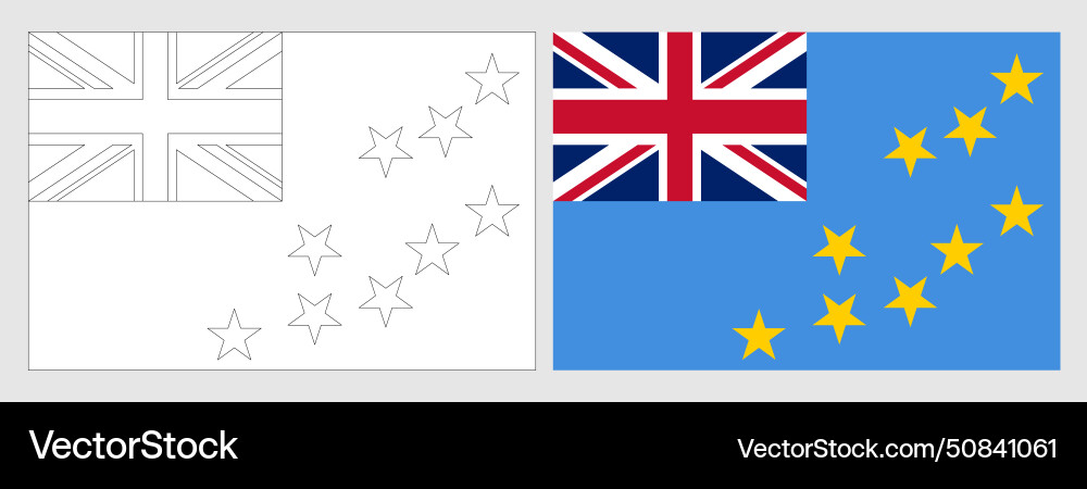 Coloring flag set of tuvalu Royalty Free Vector Image