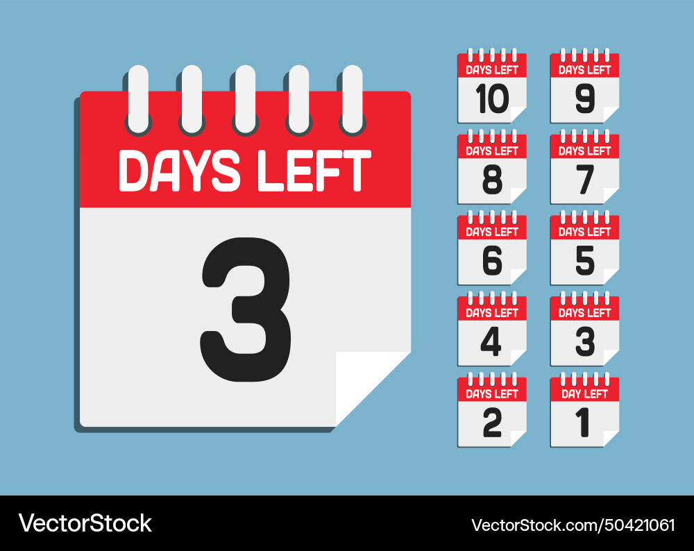 Countdown daily page calendar icon - 3 days left Vector Image