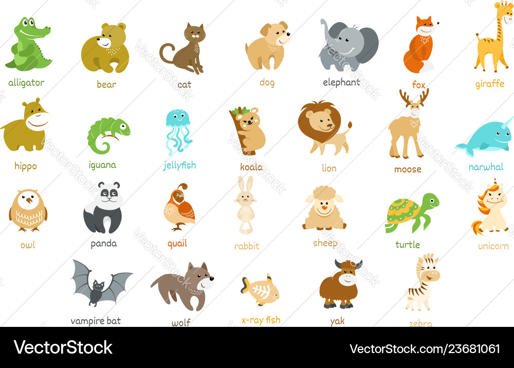 Cute animal icons set Royalty Free Vector Image