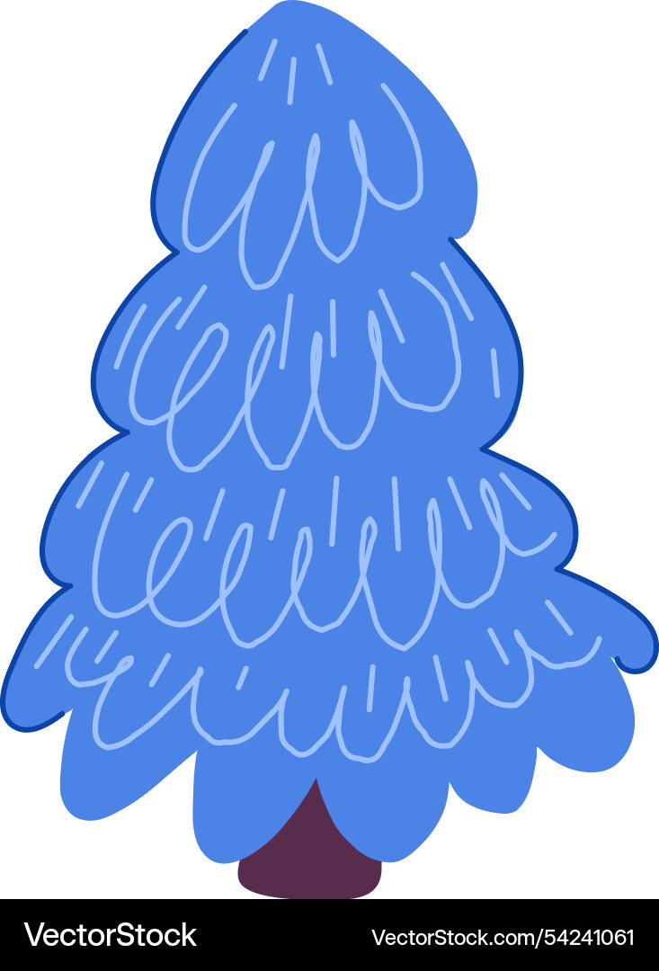 Forest tree doodle flat cartoon Royalty Free Vector Image