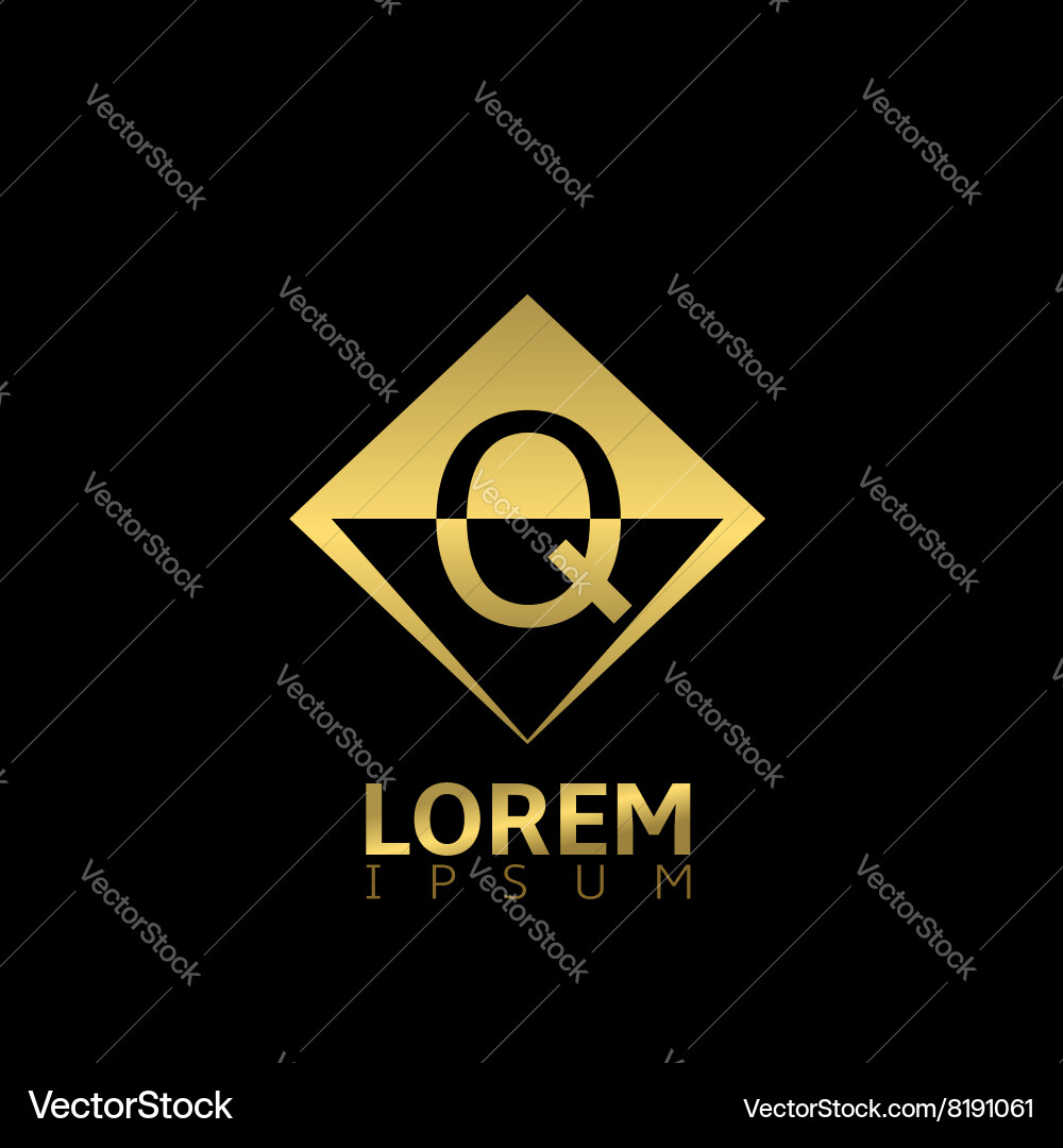 Golden q letter Royalty Free Vector Image - VectorStock