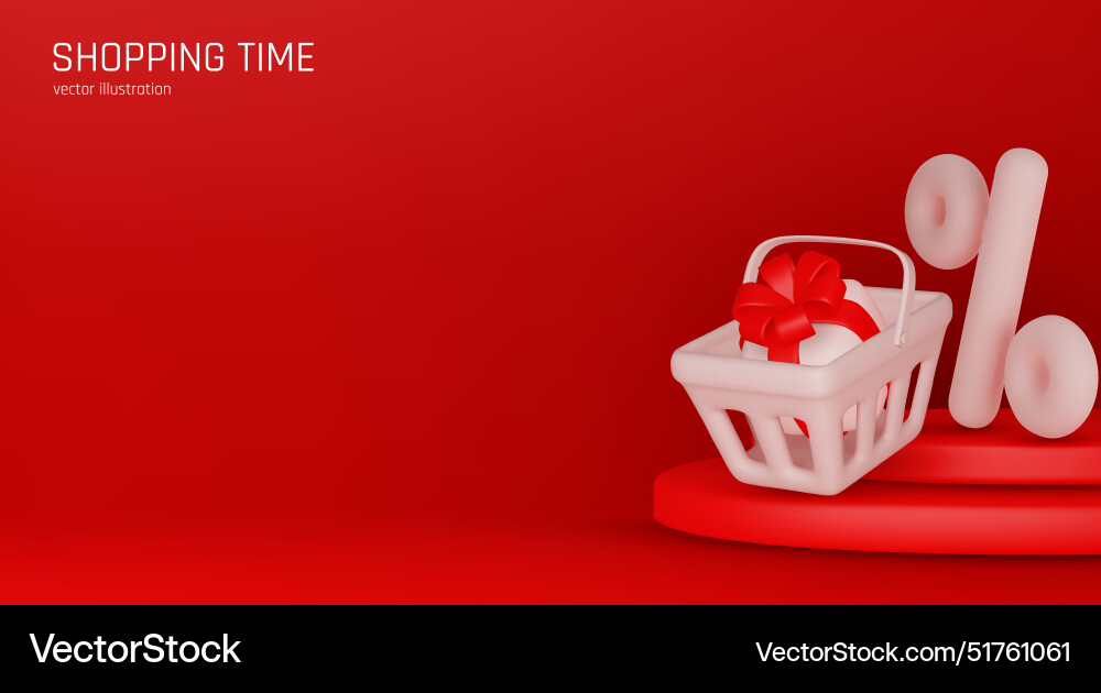 Great discount banner design with 3d gift box Vector Image