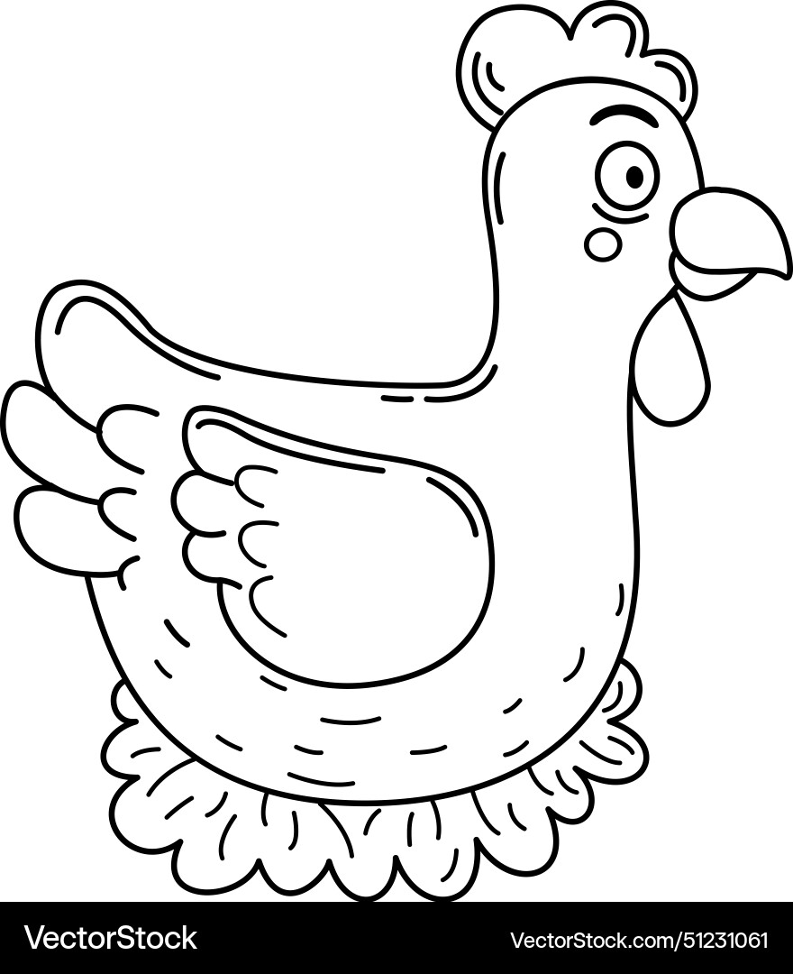 Hen outline white on background Royalty Free Vector Image