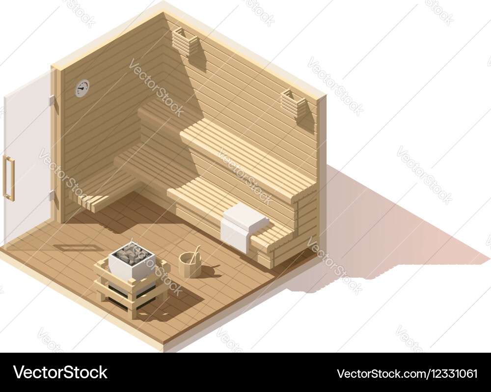 Isometric low poly sauna room icon Royalty Free Vector Image