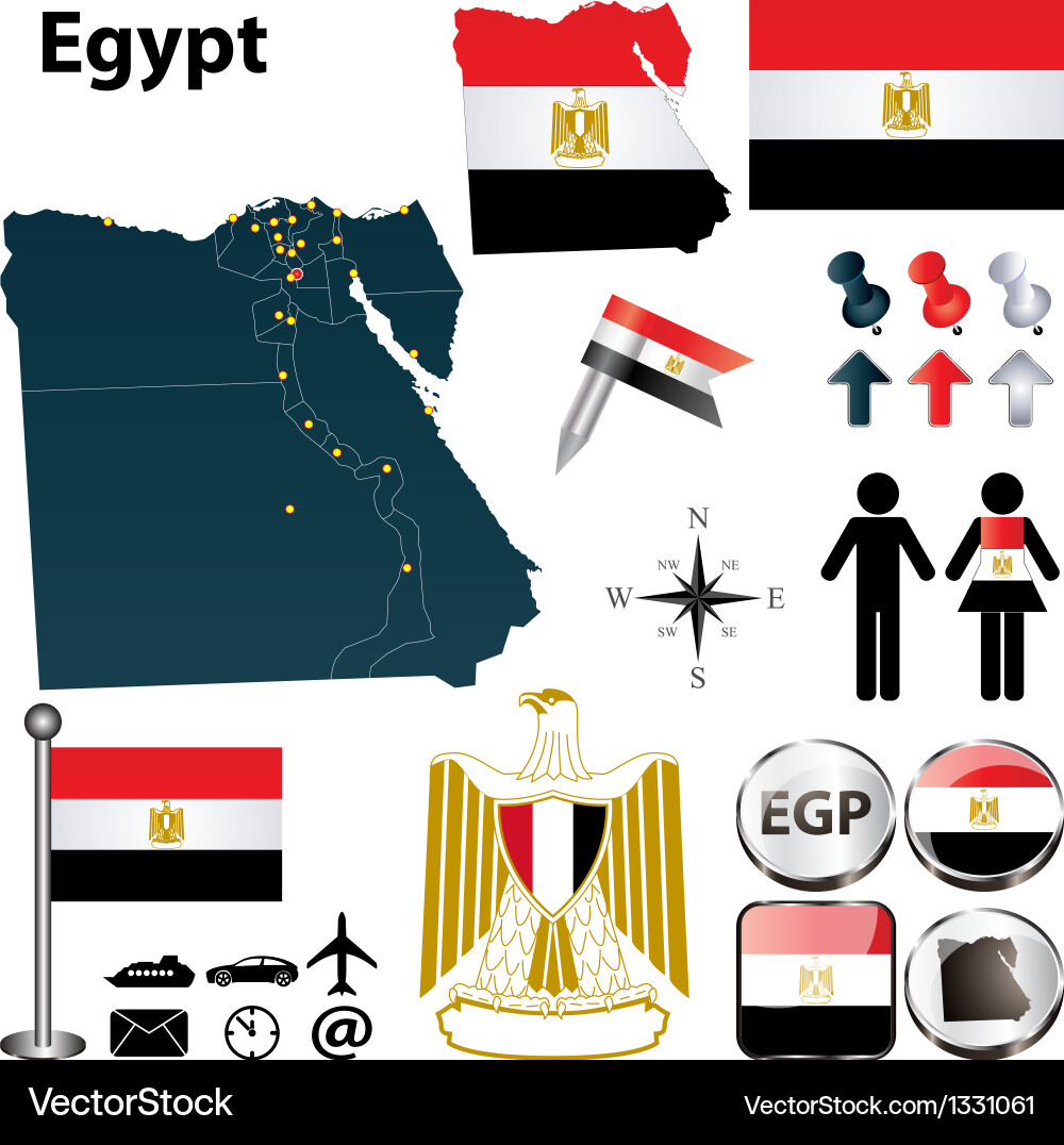 Map of egypt Royalty Free Vector Image - VectorStock